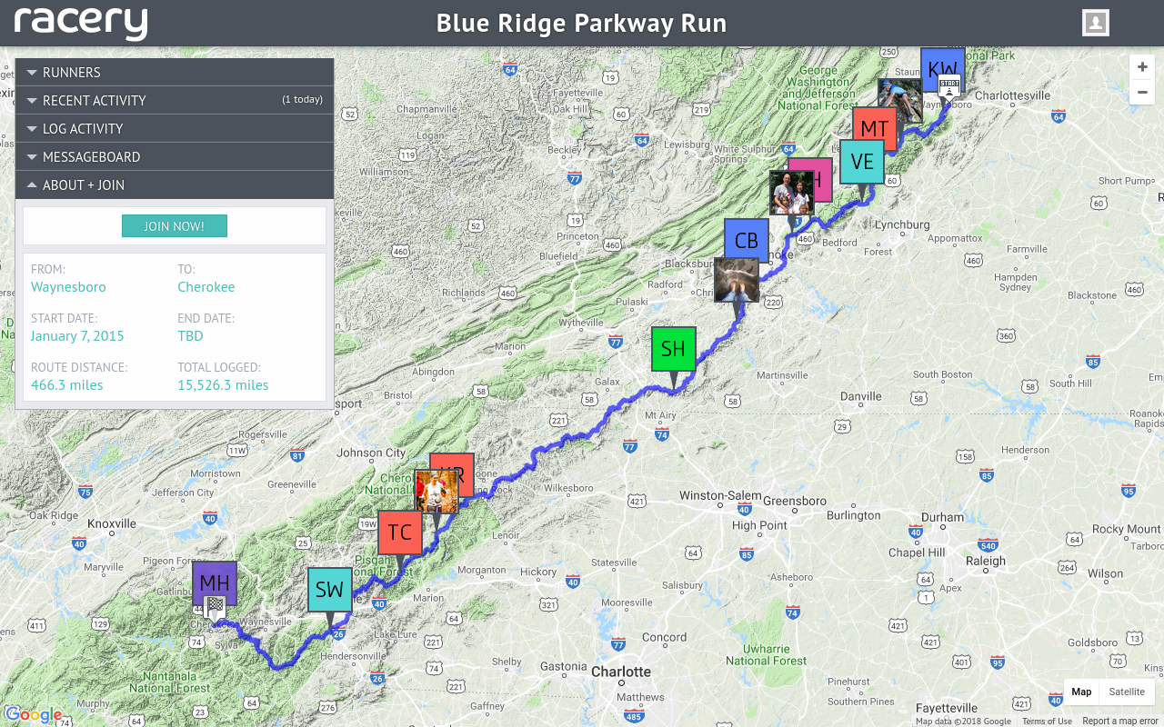 Blue Ridge Parkway Run powered by Racery