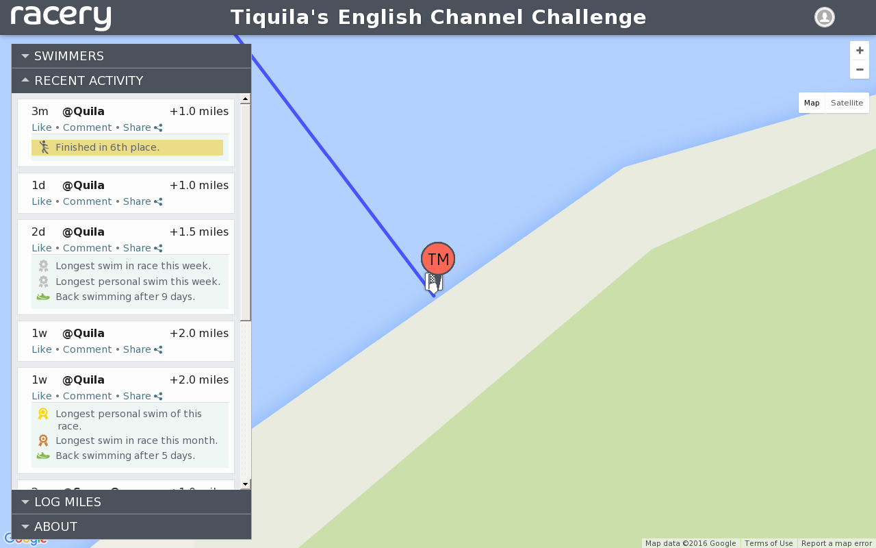 Tiquila's English Channel Challenge powered by Racery
